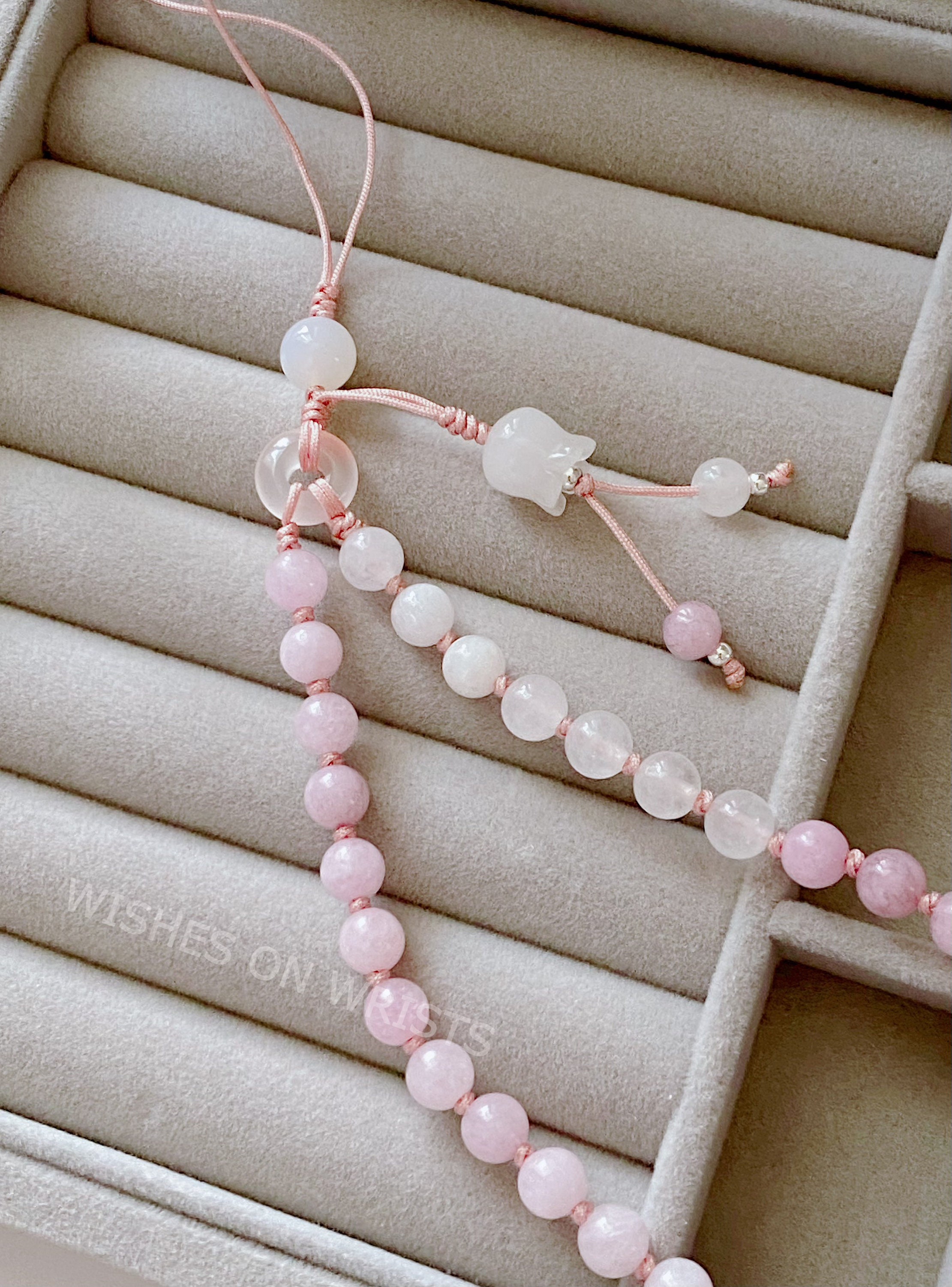 Phone Strap, Pink Opal White Jade Bead Phone Chain W. White Jade Lily ...