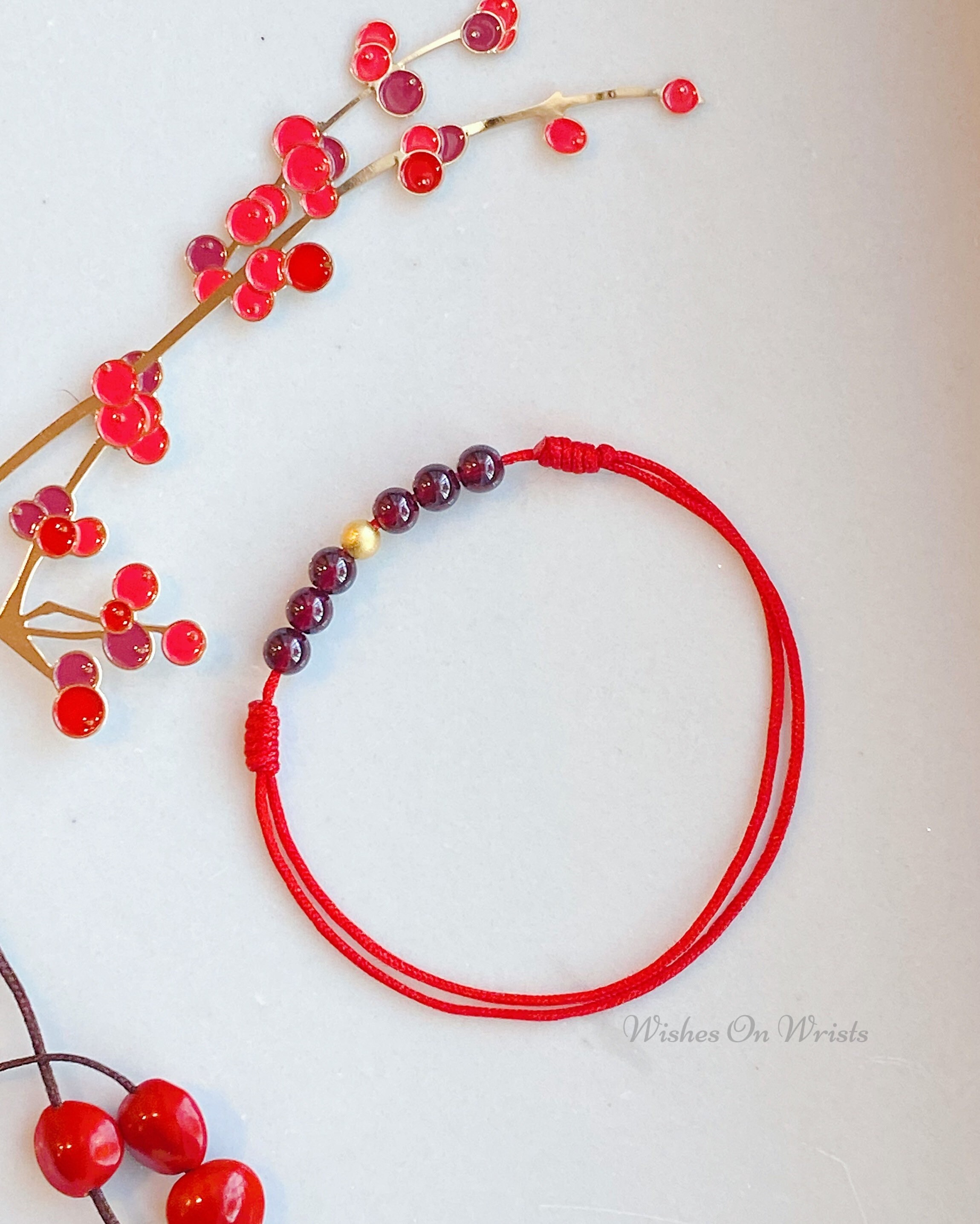 Red String Bracelet/anklet Garnet Bracelet January - Etsy