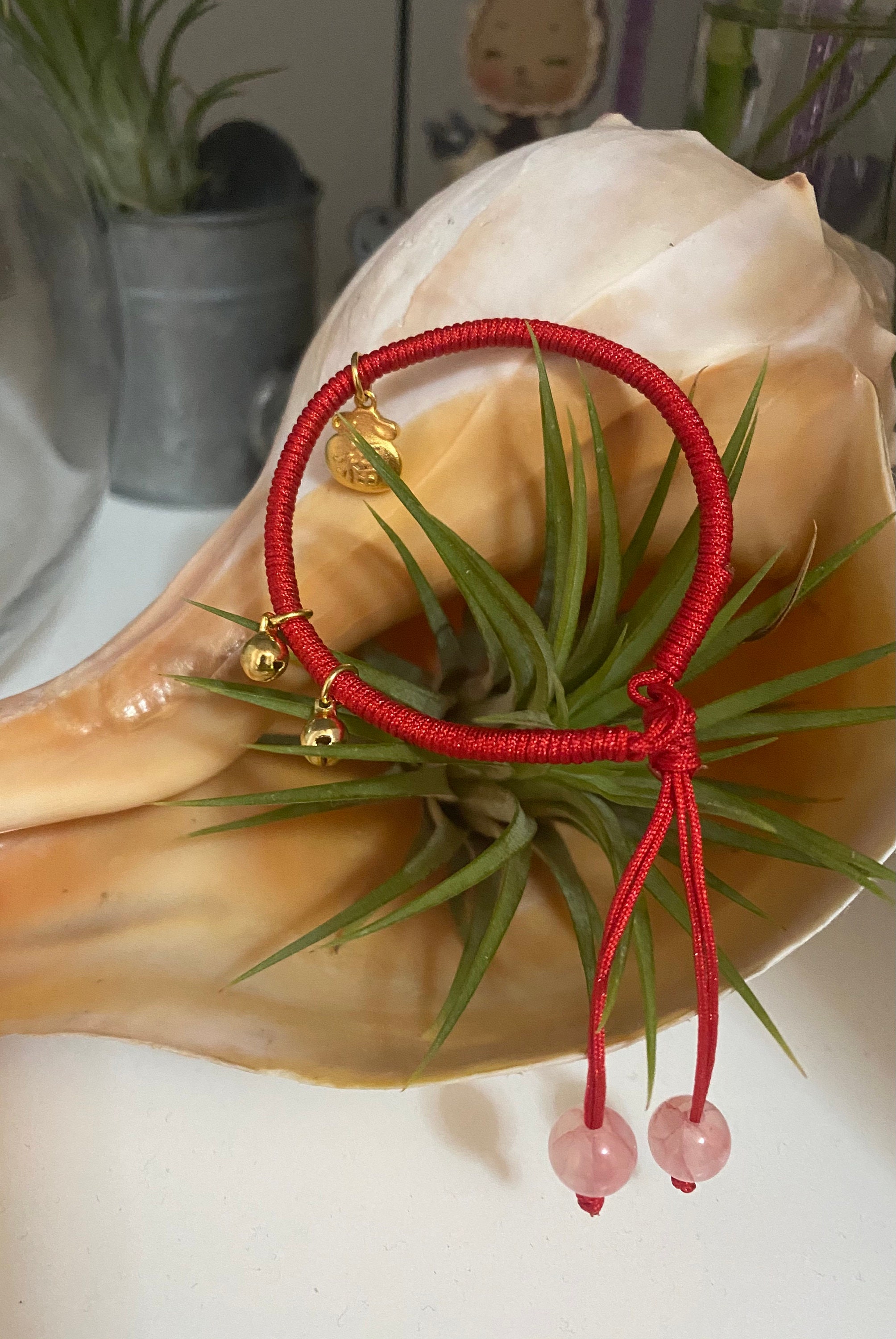 Red String Gold Charm Bracelet/anklet Red Wish Lucky Bracelet - Etsy