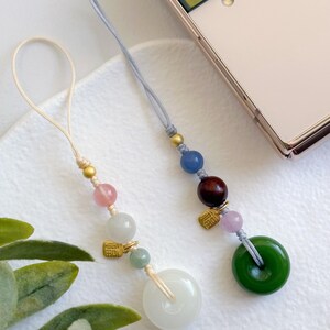 Phone Charm, Jade Peace Buckle Phone Chain, Lucky Blessing 福 Phone ...