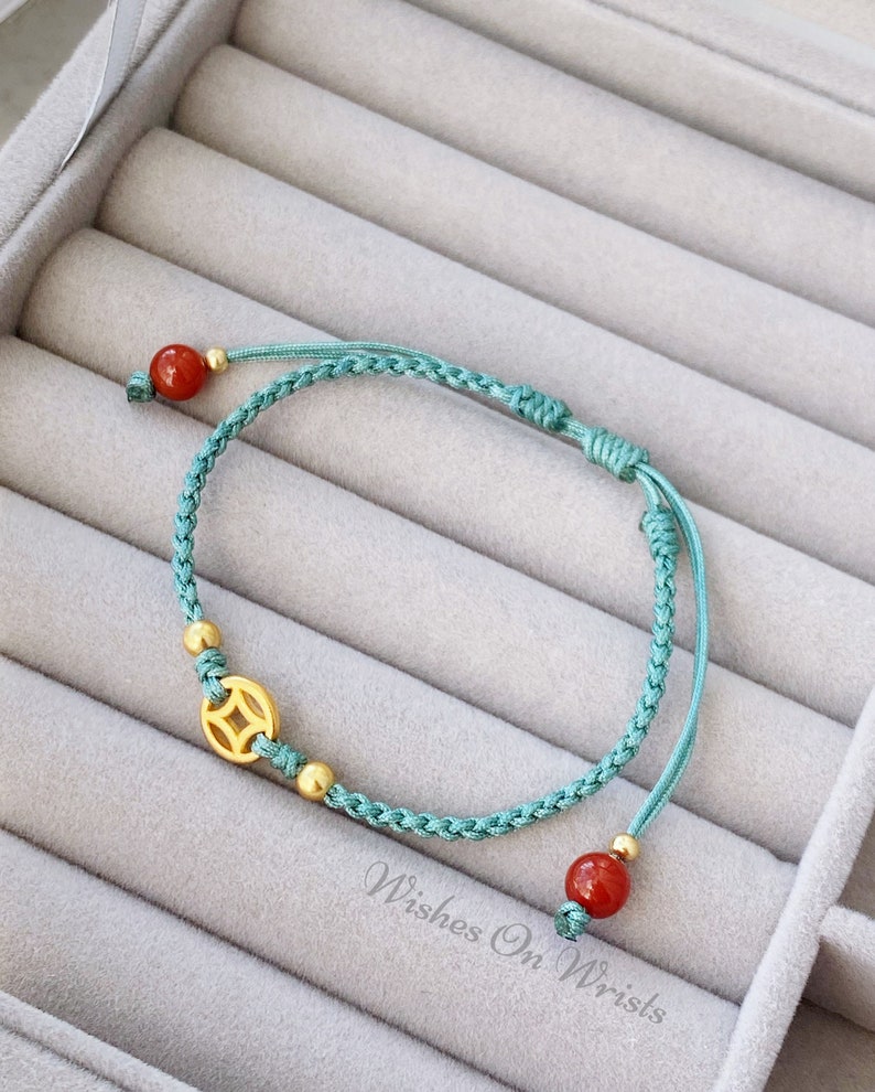 Red String Bracelet, Ancient Chinese Lucky Coin Bracelet, Wealth ...