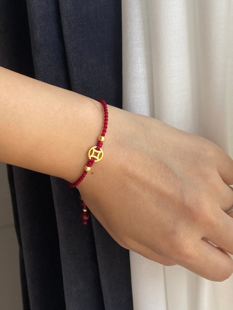 Red String Bracelet, Ancient Chinese Lucky Coin Bracelet, Wealth ...