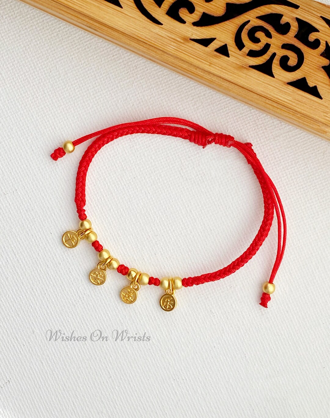 Red String Bracelet/anklet, Red Lucky Bracelet W. Gold-plated Good ...