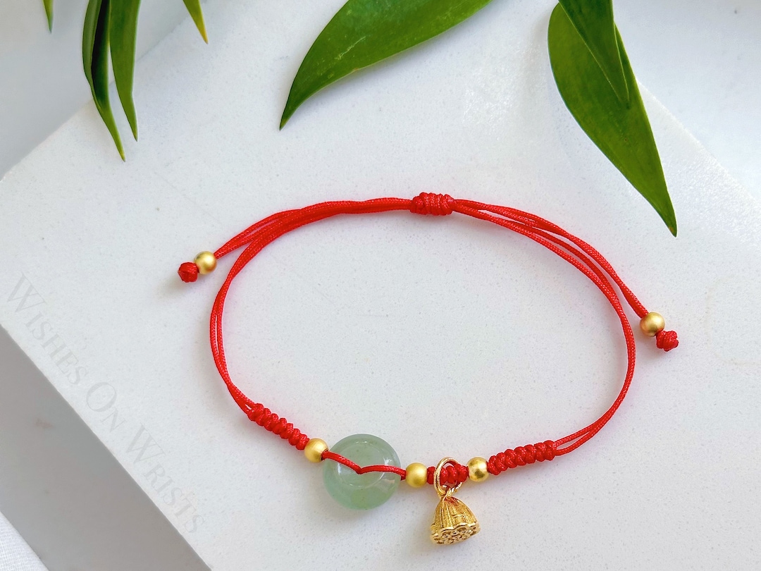 Red String Bracelet/anklet, Jade Donut Bracelet, Lucky Wish Protection ...