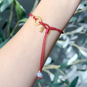 Red Lucky Bracelet, Red Bracelet W. Gold Peace Buckle & Good Fortune 福 ...