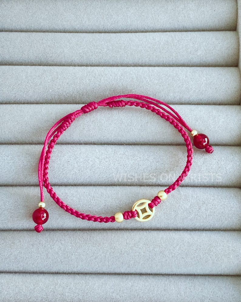 Red String Bracelet, Ancient Chinese Lucky Coin Bracelet, Wealth ...