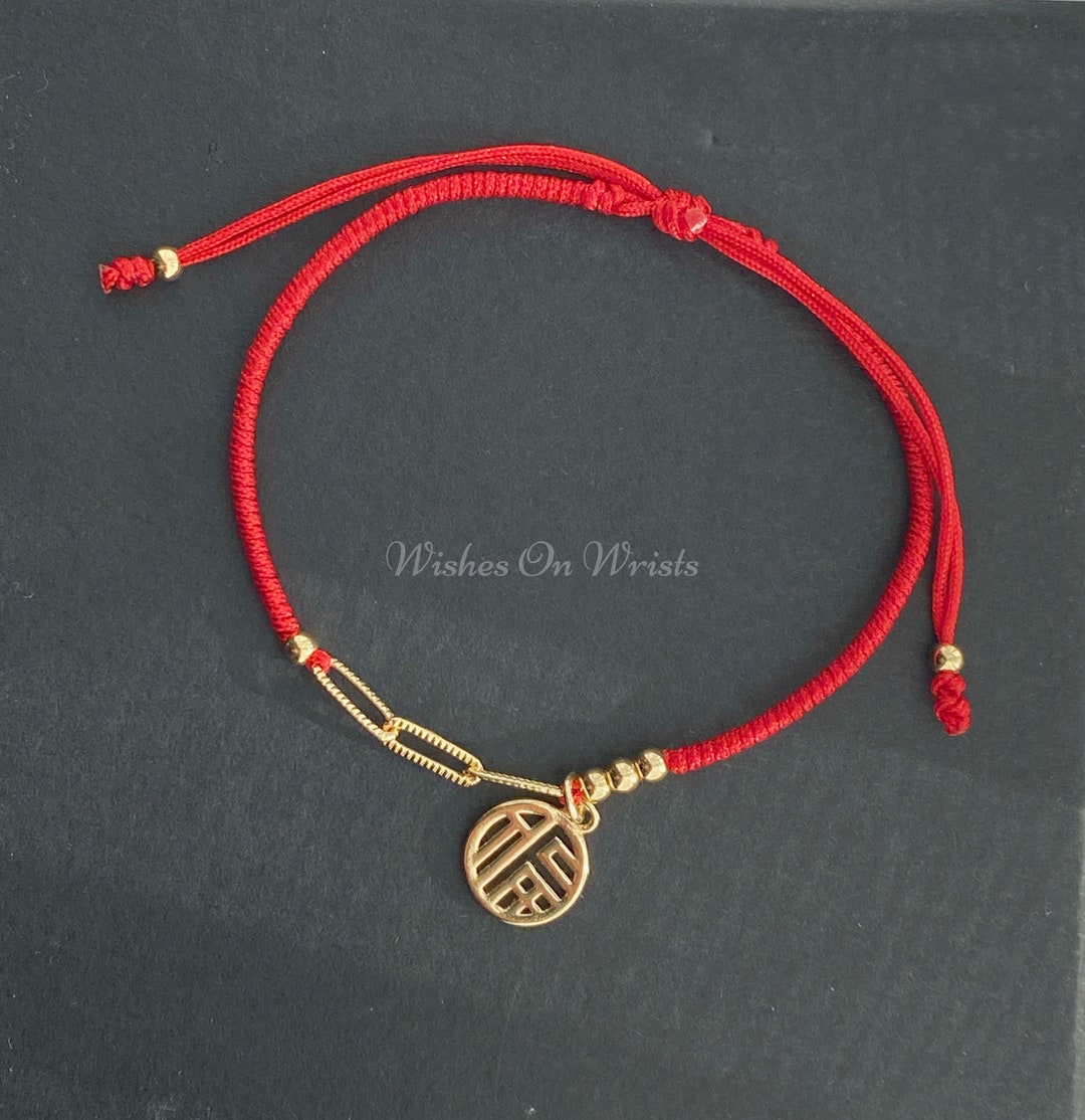 Red String Bracelet/anklet, Red Bracelet W. Gold-plated Chain & Good ...