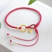 Red Lucky Bracelet, Red Bracelet W. Gold Peace Buckle & Good Fortune 福 ...