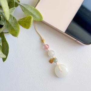 Phone Charm, Jade Peace Buckle Phone Chain, Lucky Blessing 福 Phone ...