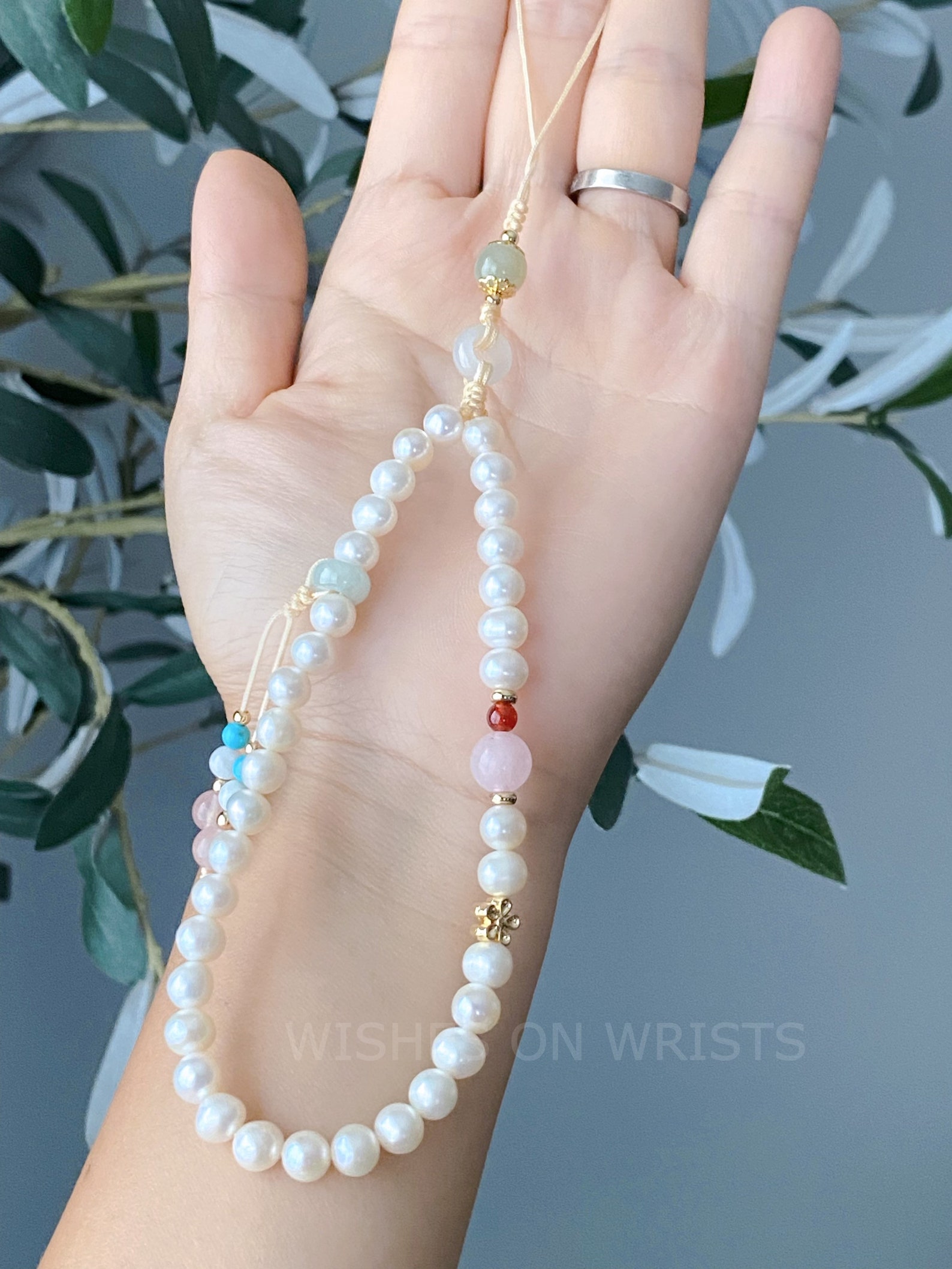 Phone Strap Real Pearl Phone Chain Healing Crystal Jade - Etsy