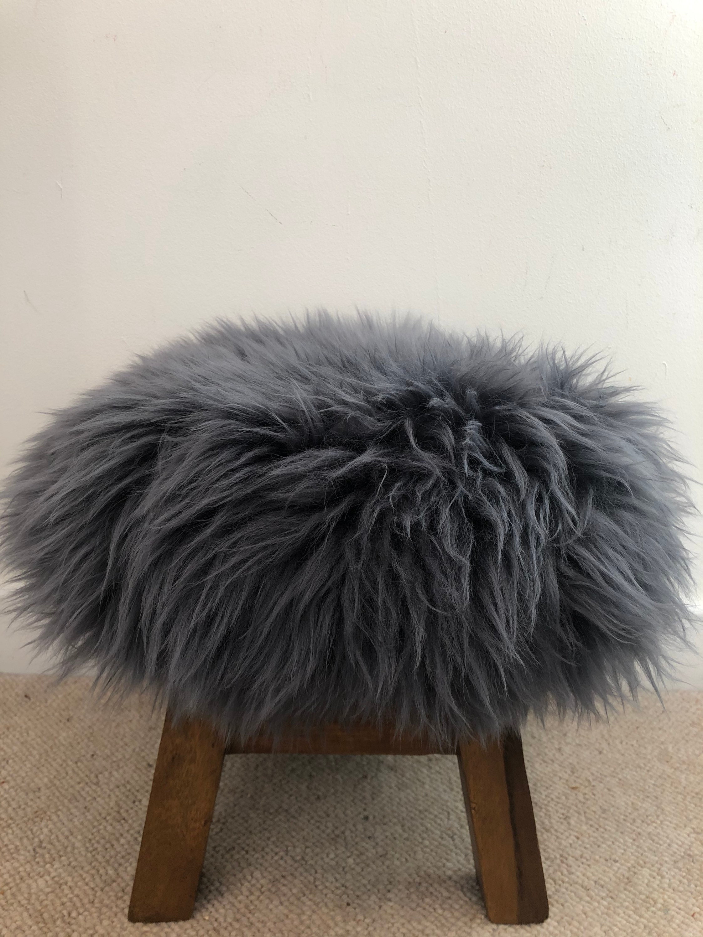 Real Sheepskin Stool Cover: Round Seat, Soft Fluffy Decor (30cm X 3cm ...
