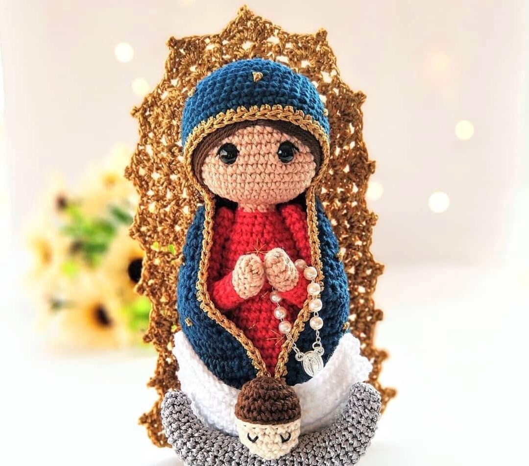 Crochet Virgin Mary Amigurumi Doll: Handmade Catholic Rosary Figure - Etsy
