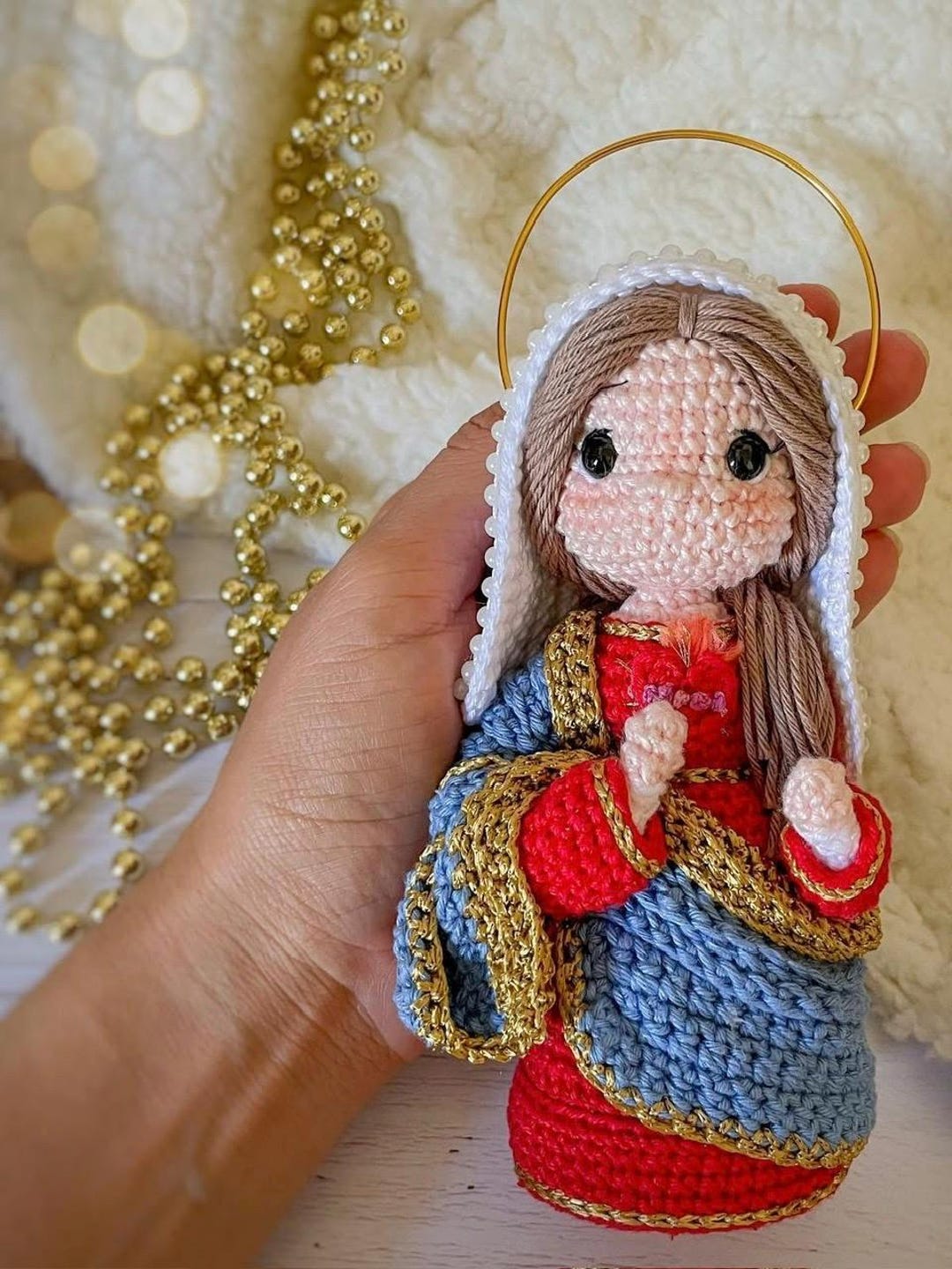 Handmade Crochet Virgin Mary Doll: Catholic Christening Gift - Etsy