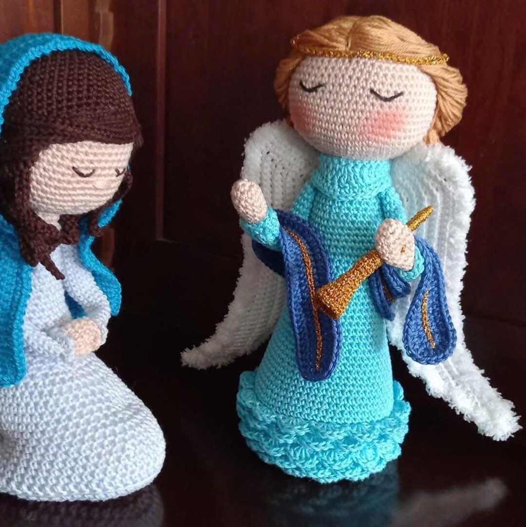 Annunciation Crochet Doll Set,handmade Angel Gabriel & Virgin Mary ...