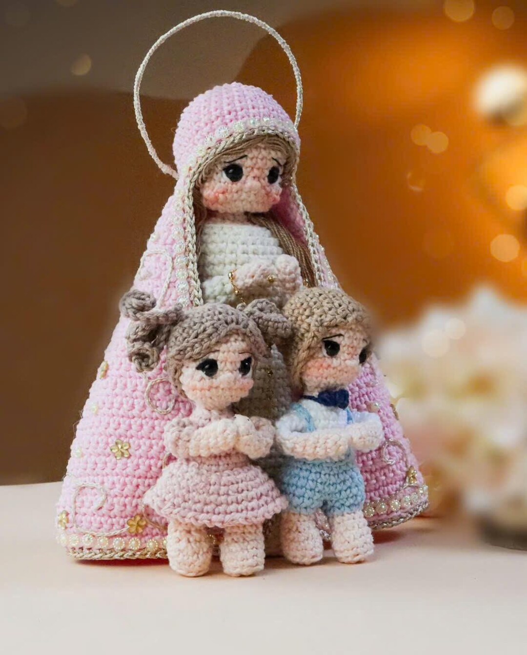 Handmade Crochet Virgin Mary Amigurumi Plush Set, Personalized Catholic ...