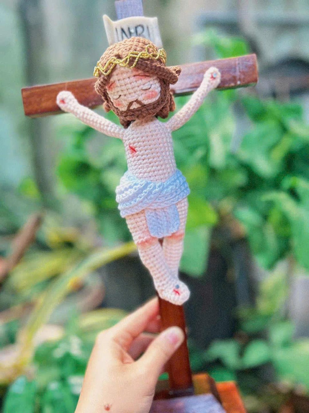 Handmade Crochet Jesus on the Cross,amigurumi Crucifix Figure Catholic ...