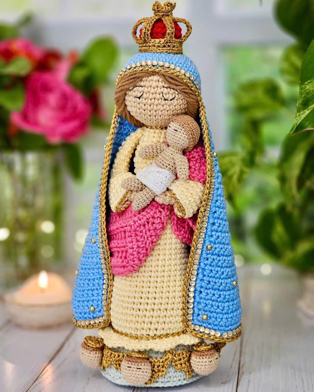 Crochet Virgin Mary and Baby Jesus Doll: Handmade Nativity Amigurumi - Etsy