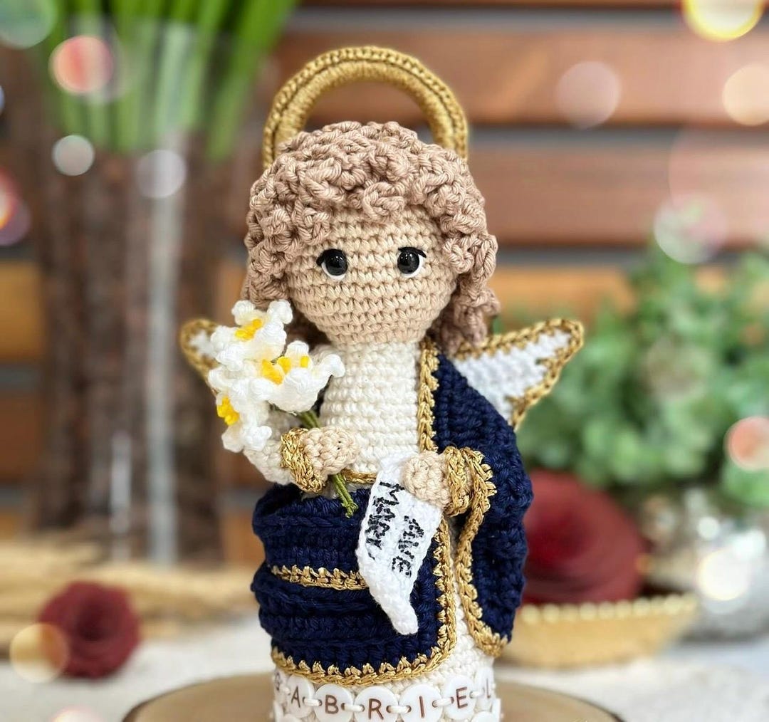 Handmade Archangel Gabriel Crochet Doll: Catholic Christmas Nativity ...