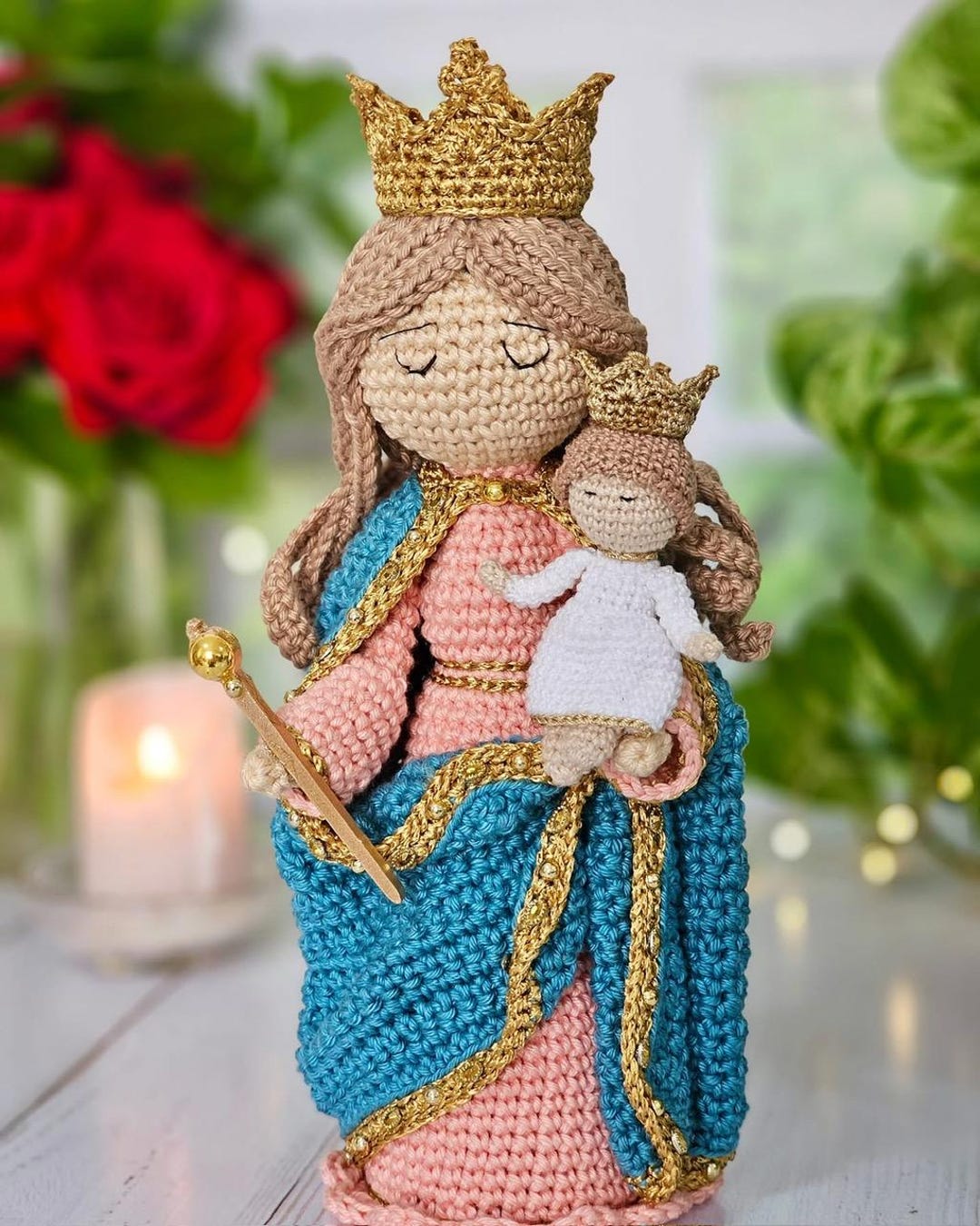 Handmade Crochet Virgin Mary and Baby Jesus Doll: Religious Gift - Etsy