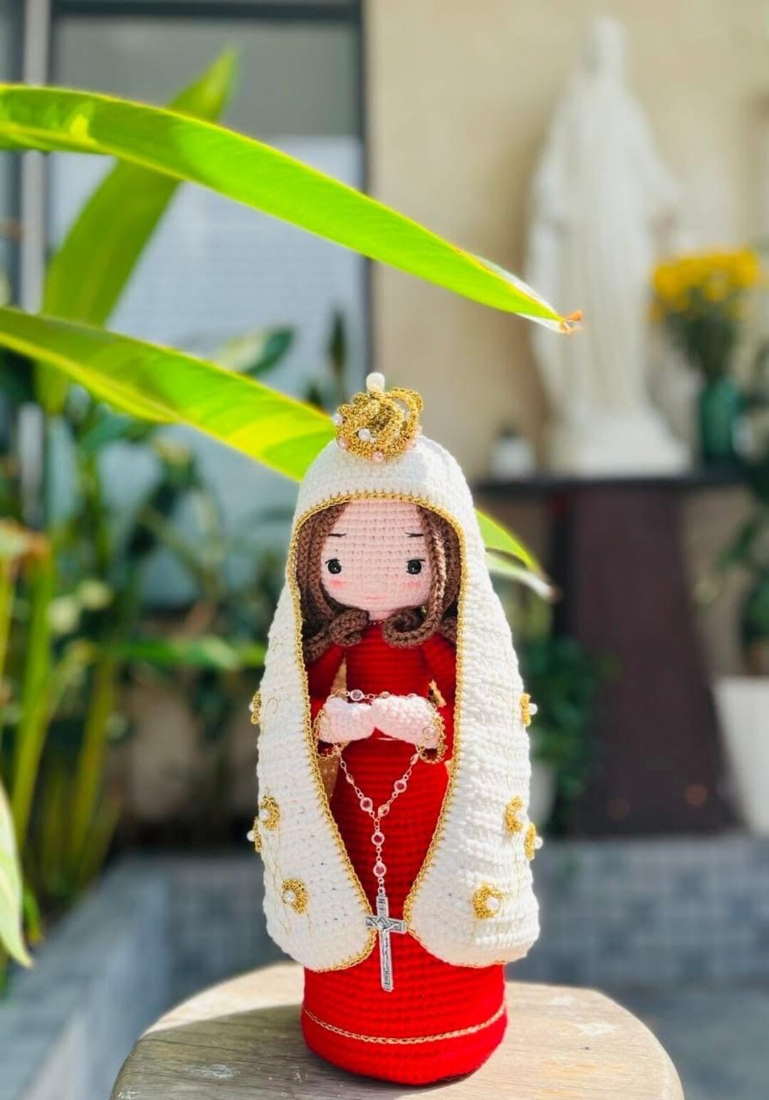 Crochet Virgin Mary Doll: Catholic Amigurumi With Rosary & Crown - Etsy