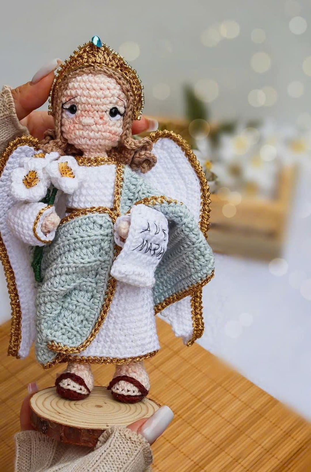 Handmade Crochet Angel Amigurumi: Christian Religious Doll With White ...