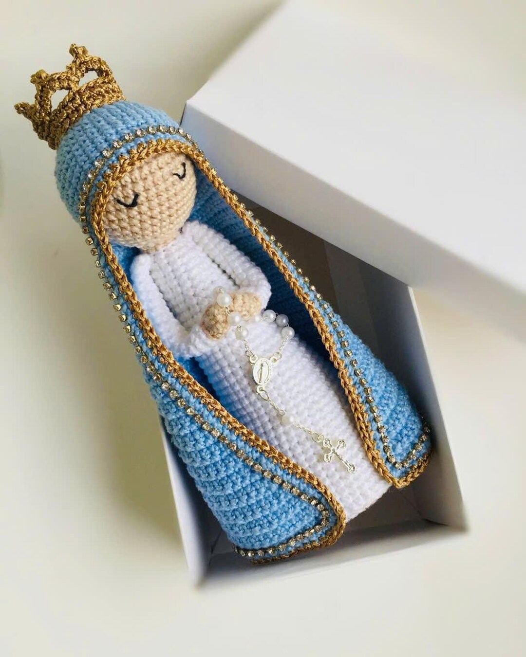 Handmade Virgin Mary Crochet Doll With Rosary: Catholic Amigurumi Plush ...