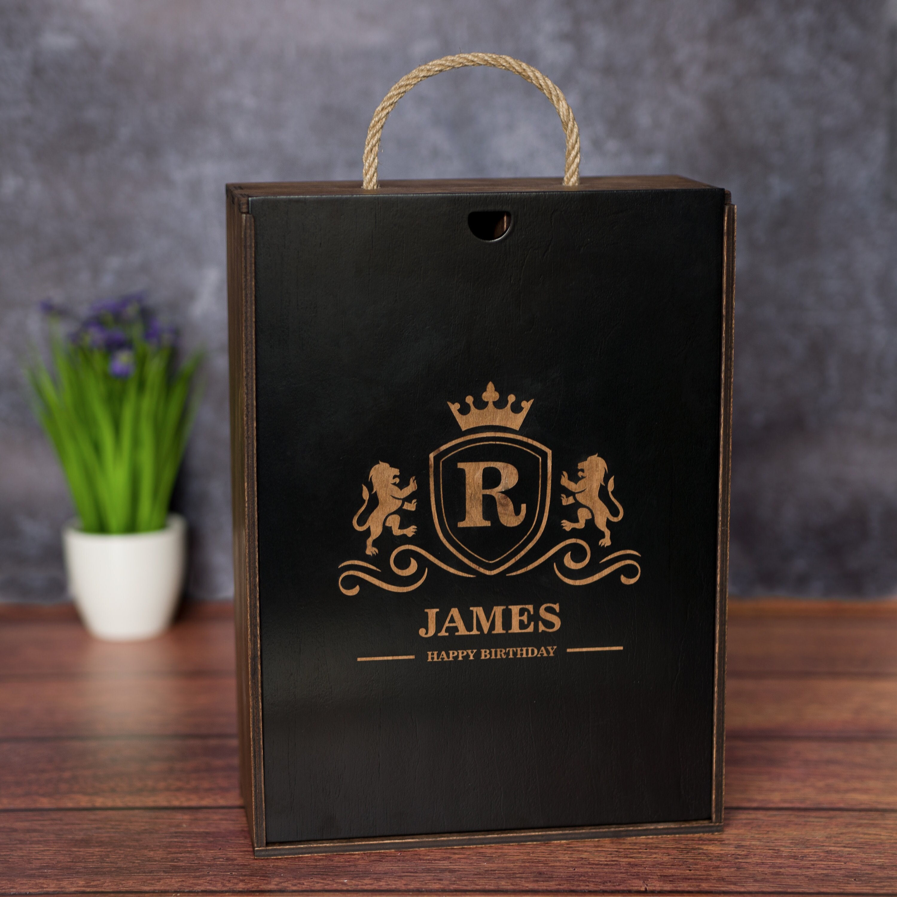 Engraved Wooden Gift Box With Decanter Set With Whiskey - Etsy