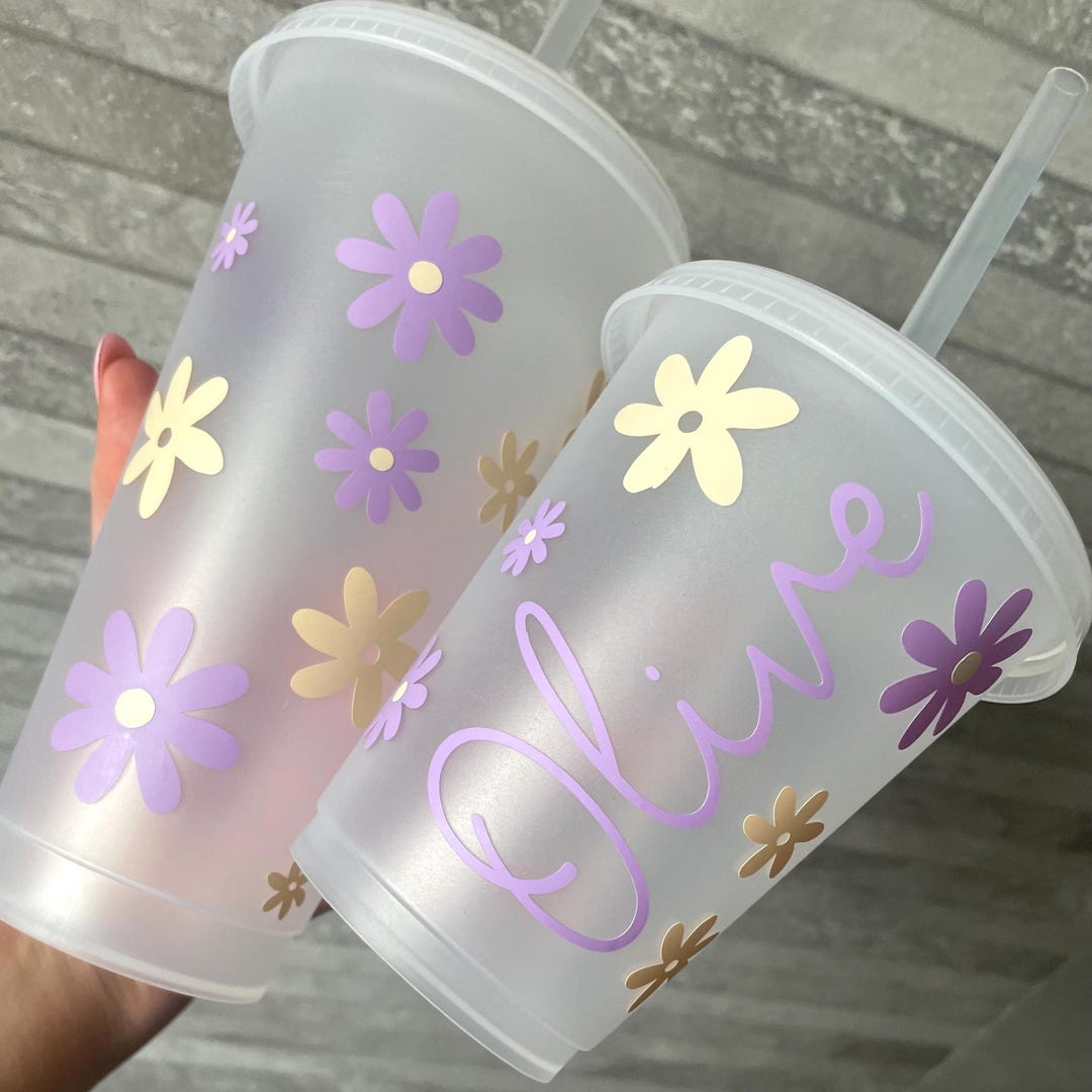 Personalised Daisy Cold Cup, Floral Cold Cup, Flower Girl Gift ...