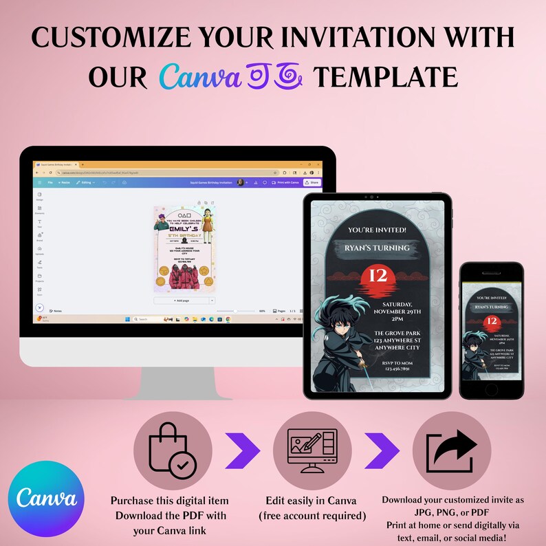 Demon Slayer Birthday Party Invitation Mist Hashira Digital Download ...