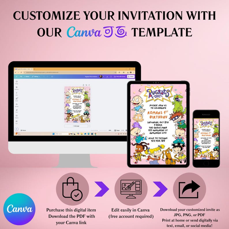 Rugrats Birthday Invitation: 90s Nostalgic Party (digital Download) - Etsy