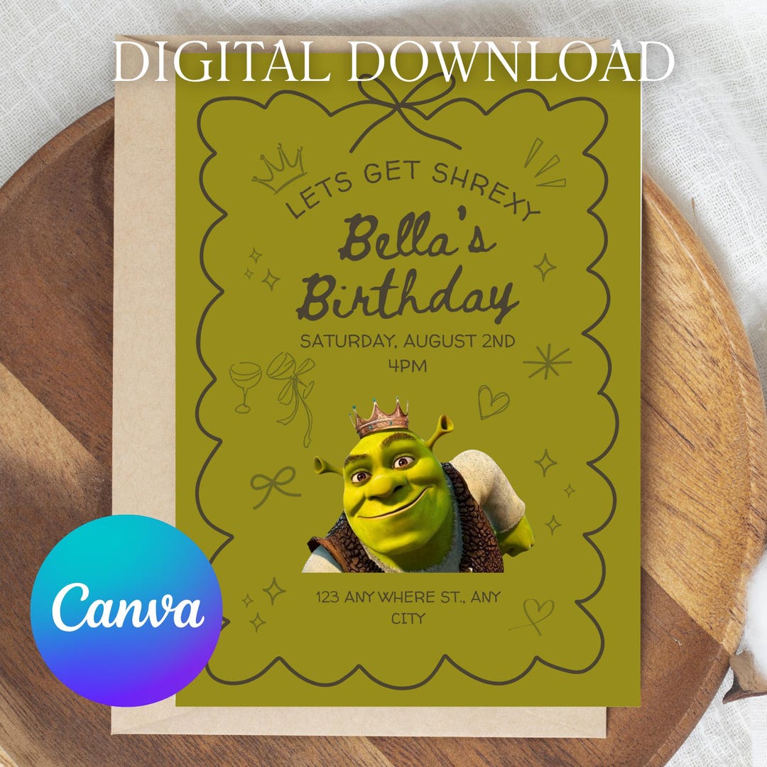 Funny Shrek Birthday Invite: 'let's Get Shrexy' Template (digital ...