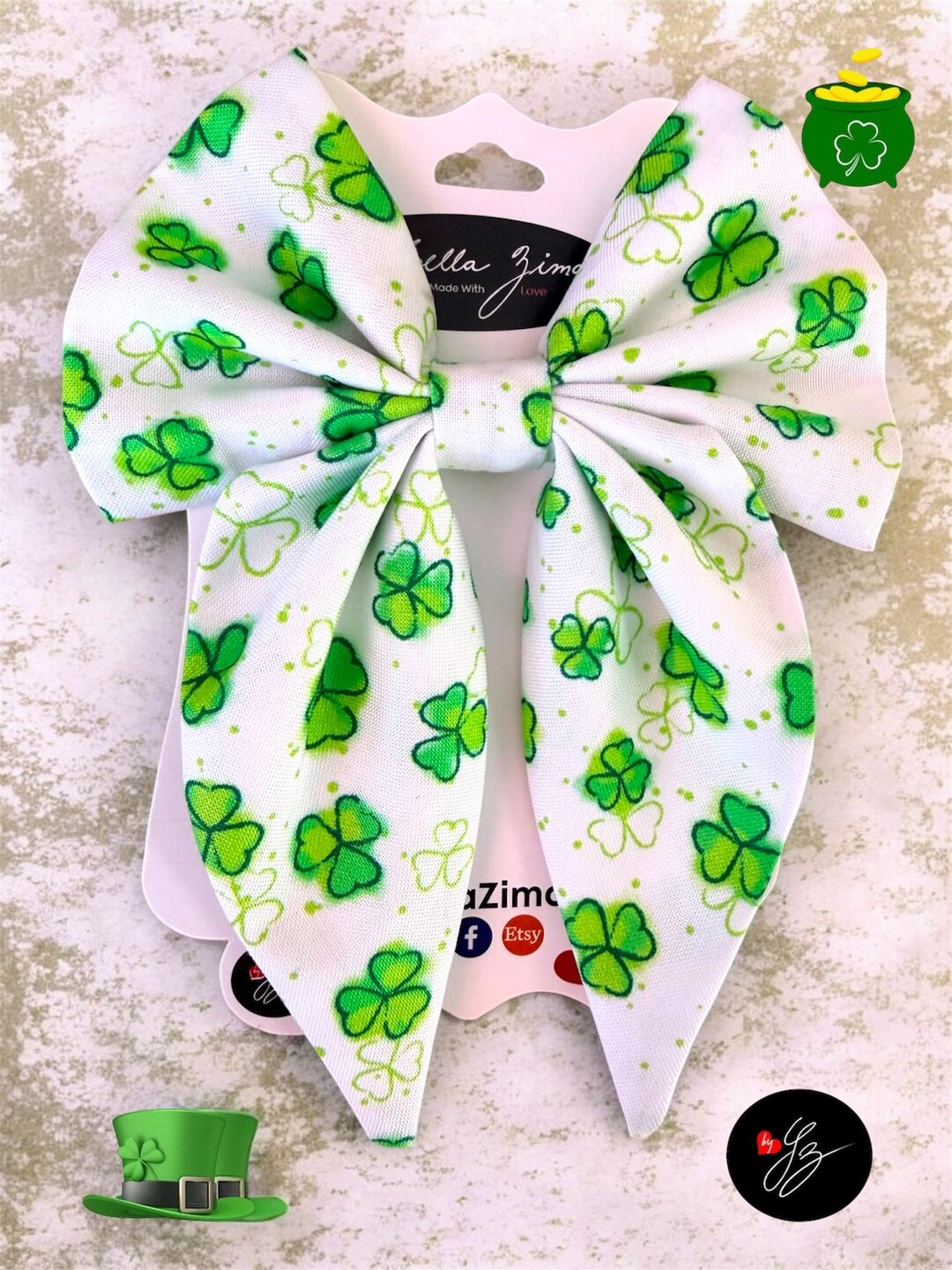 Clover Hair Bow, Lucky Green Bow for Girls, St. Patrick’s Day Hair ...