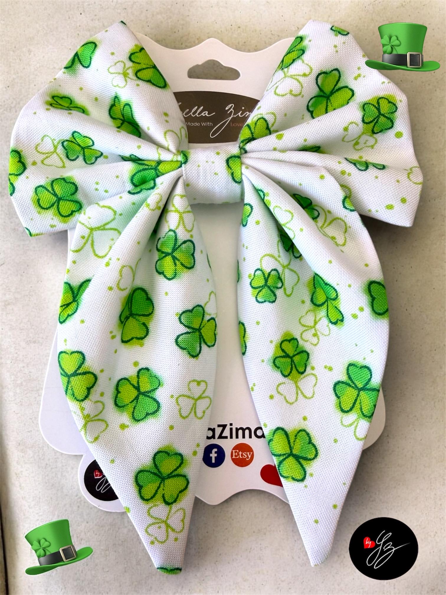 Clover Hair Bow, Lucky Green Bow for Girls, St. Patrick’s Day Hair ...