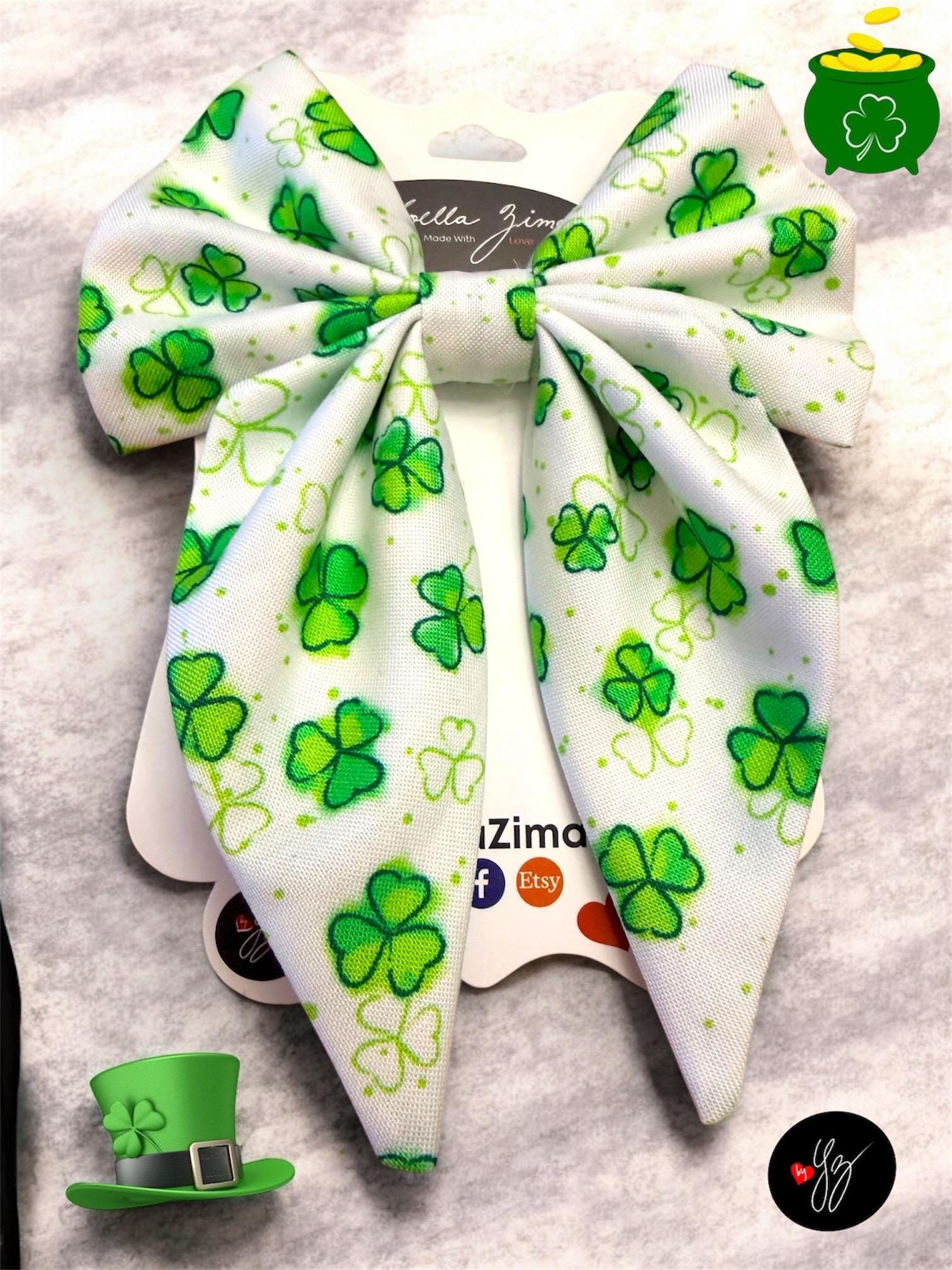 Clover Hair Bow, Lucky Green Bow for Girls, St. Patrick’s Day Hair ...