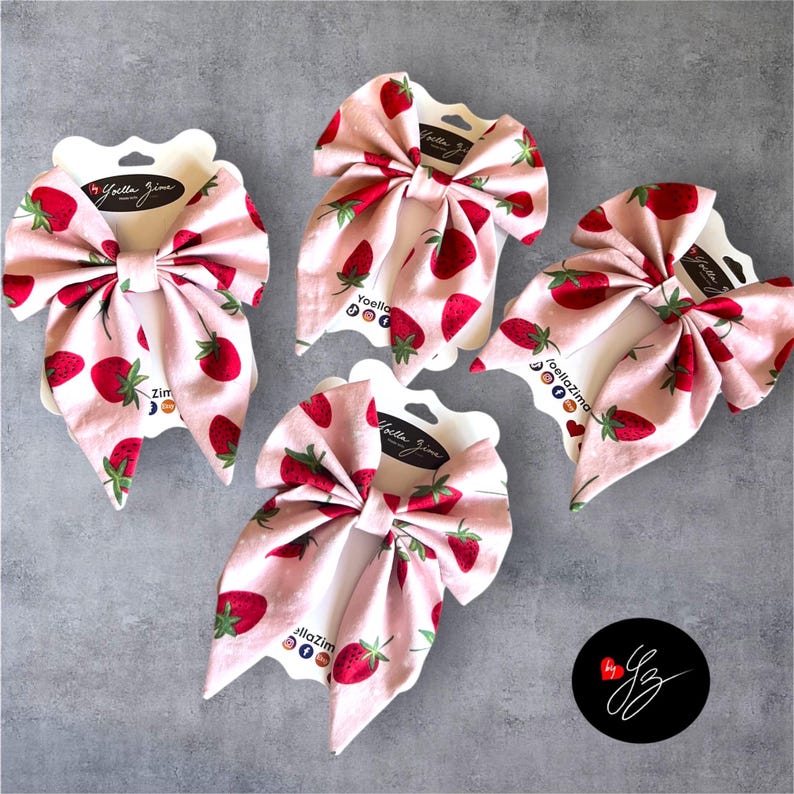 Strawberry Hair Bow, Coquette Bow, Spring Bows, Bows for Girls, Gift ...