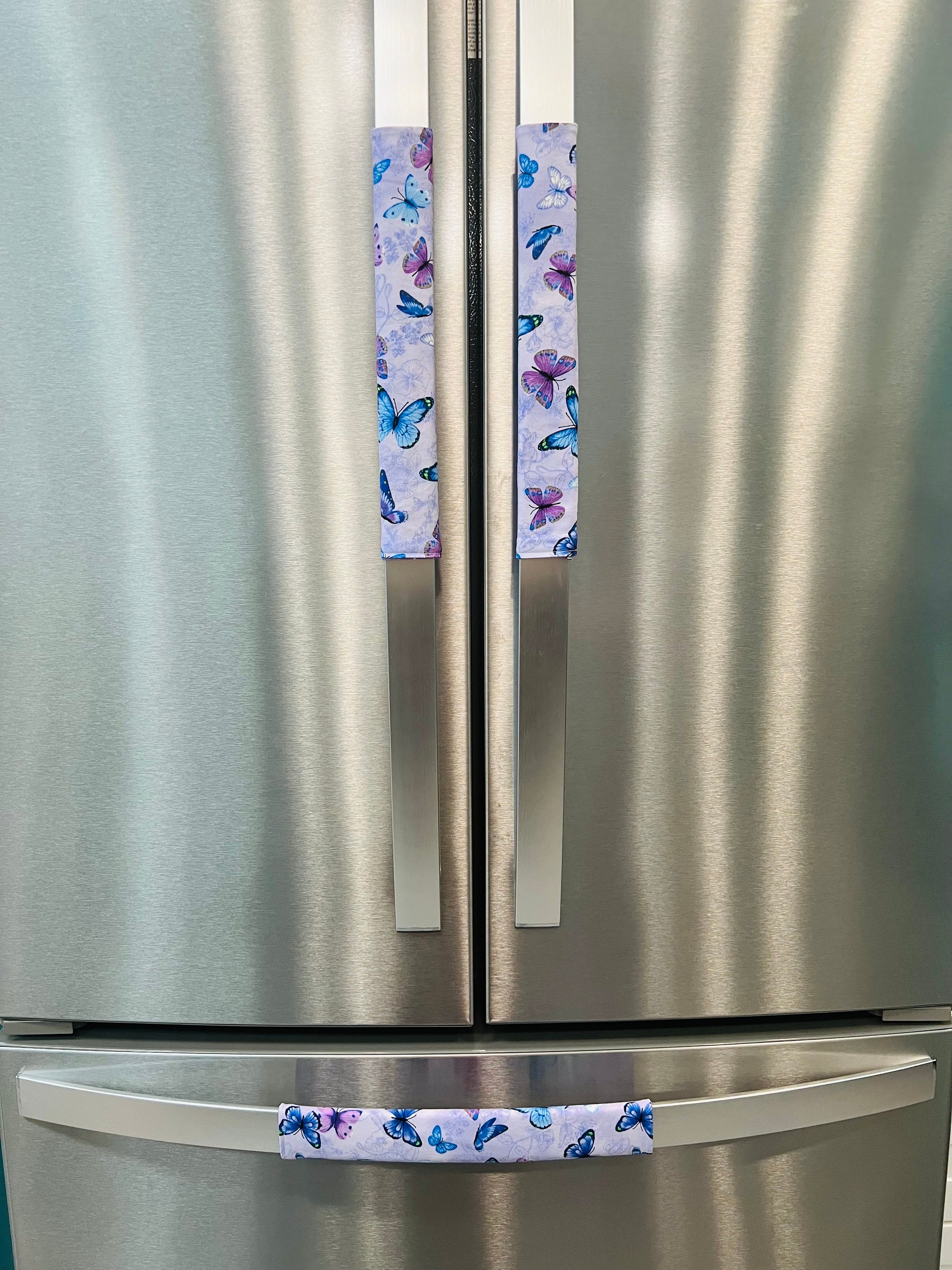 Butterflies Refrigerator Door Handle Covers Set of 2, Purple ...