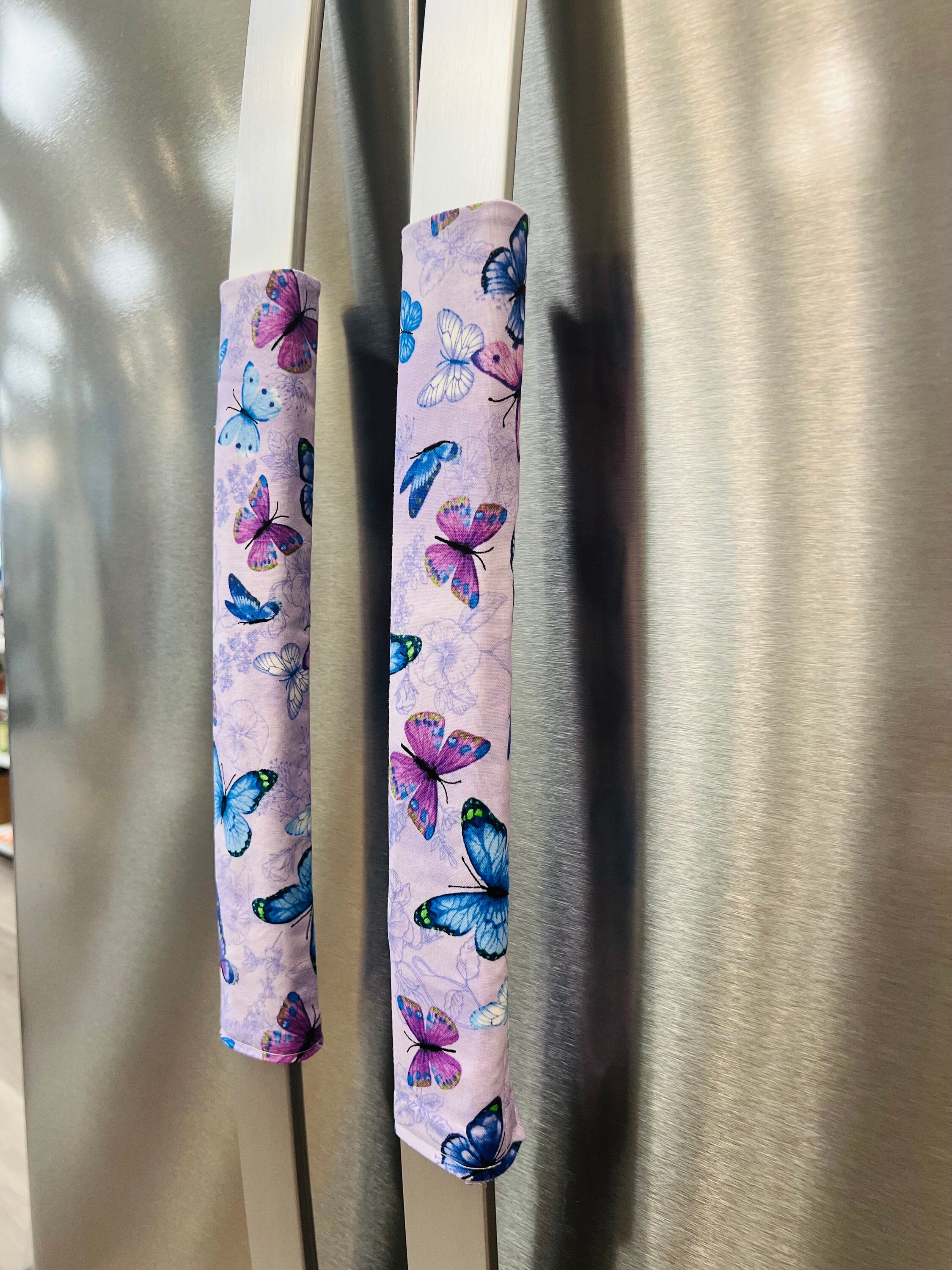 Butterflies Refrigerator Door Handle Covers Set of 2, Purple ...