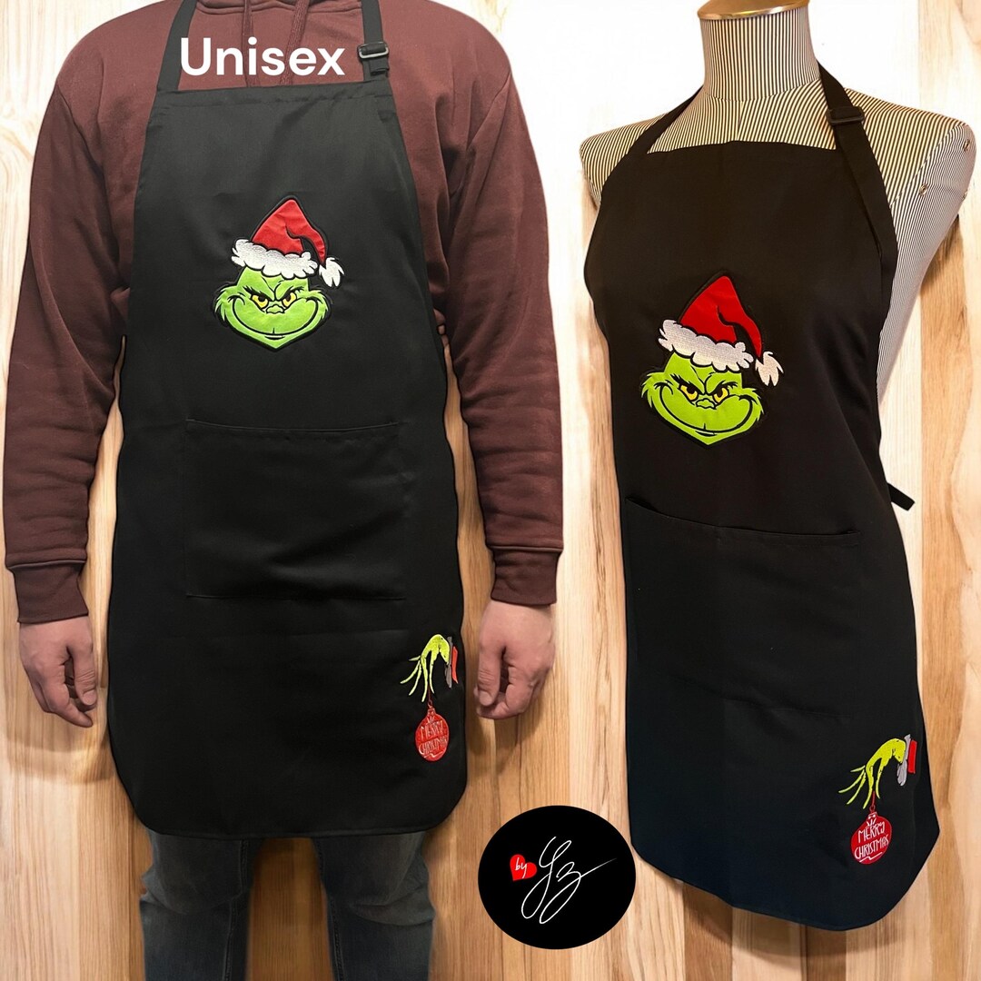 Mr. Grinch Black Apron, the Grouch Apron, Christmas Apron, Baking Apron ...