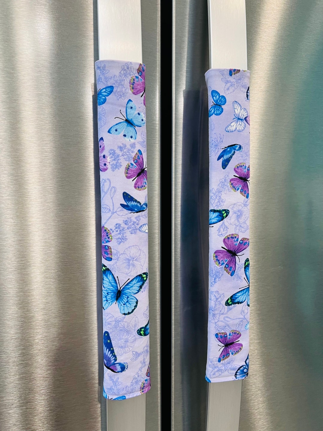 Butterflies Refrigerator Door Handle Covers Set of 2, Purple ...