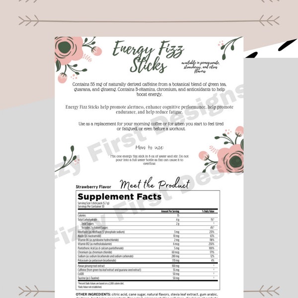 Arbonne Fizz Stick Cards - Etsy
