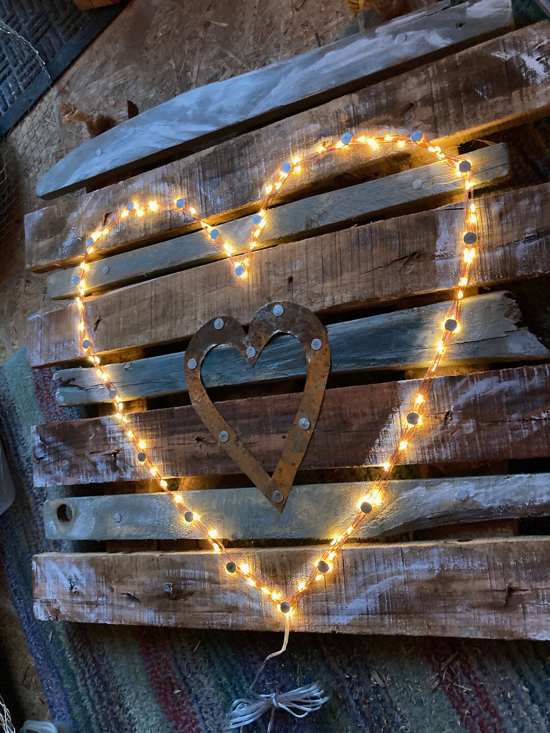 Heart Solar Light, INDUSTRIAL Heart GARDEN Wall Fence Art, 100 SOLAR ...