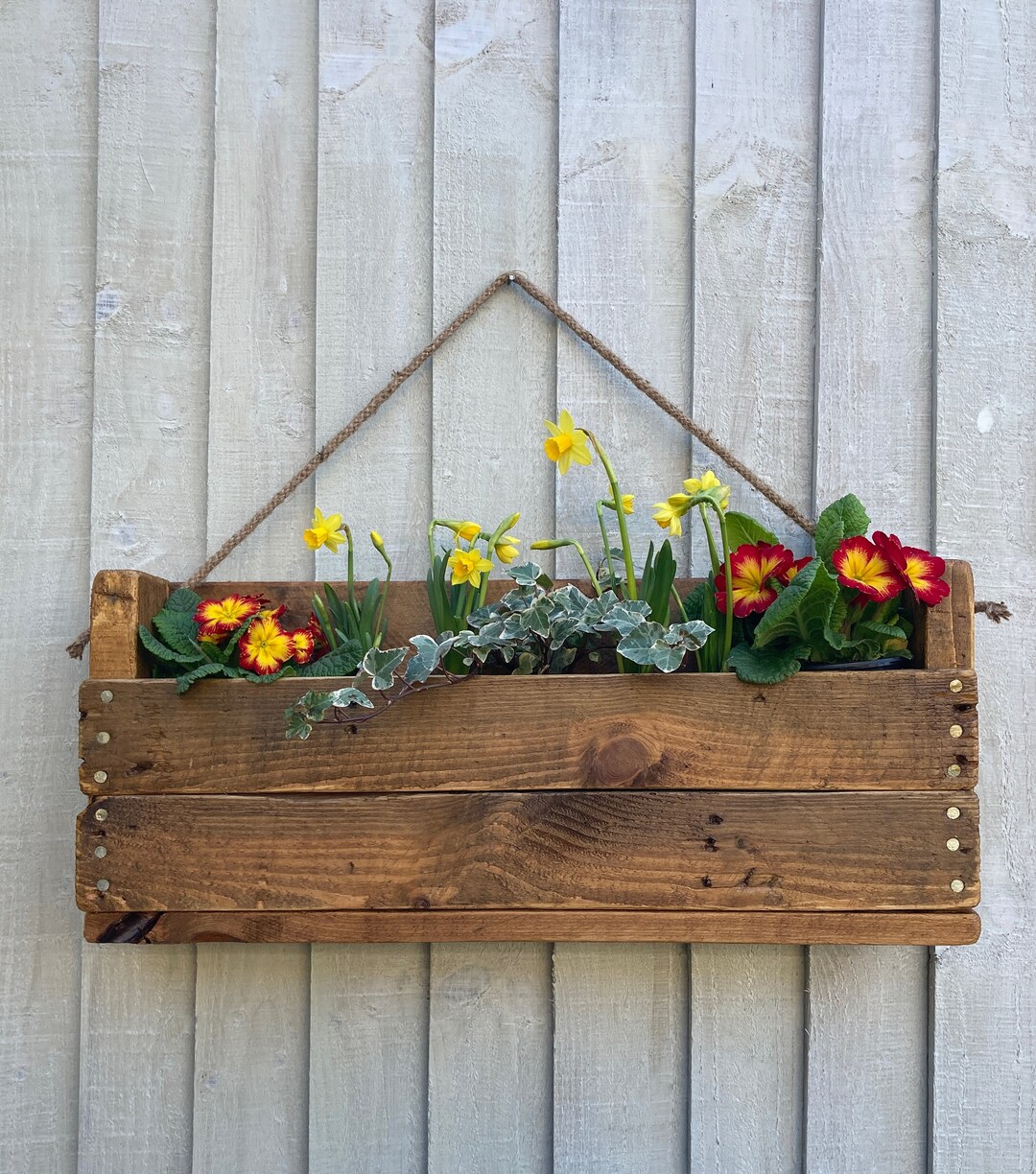 60cm Rustic Wall Fence Hanging Planter HANDMADE 'natural - Etsy