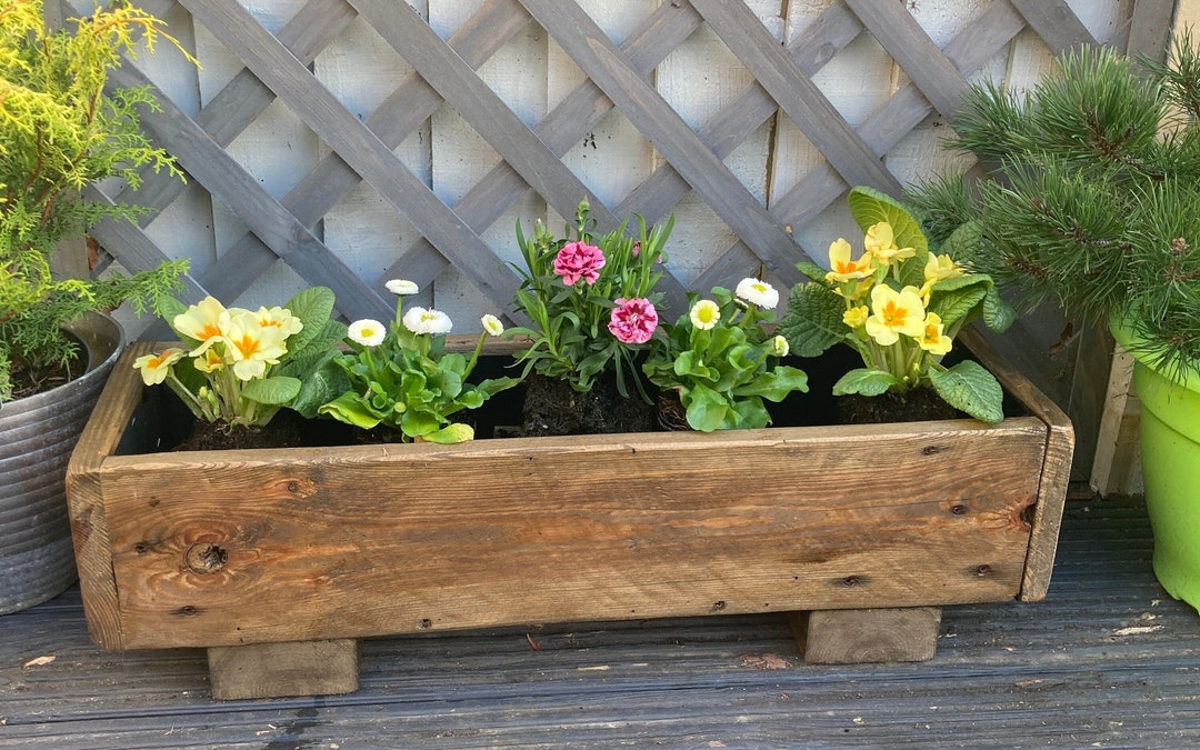 RUSTIC Raised Garden Planter HANDMADE 60CM Lined 'dark - Etsy
