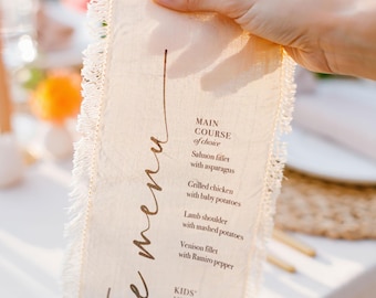 Minimalist Fabric Wedding Menus – Multiple Elegant Designs on Textile ...