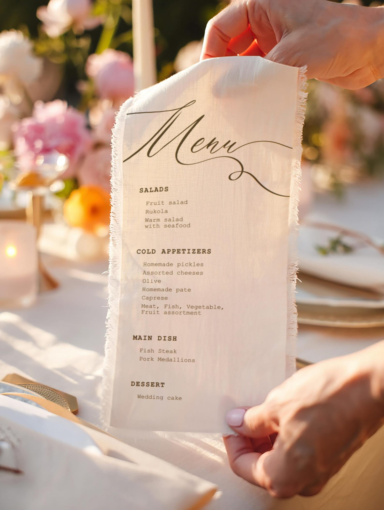 Fabric Wedding Menu – Printed on Linen or Cotton - Etsy