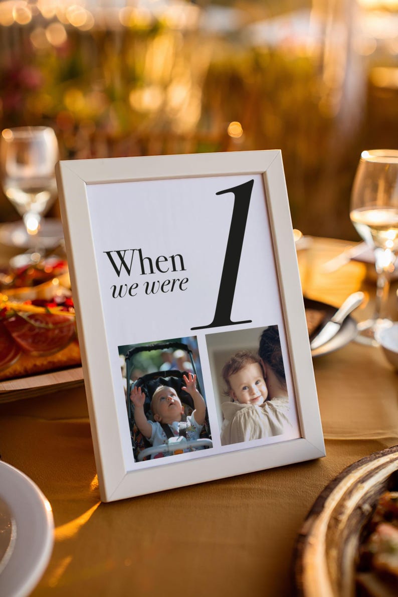 Personalized Wedding Table Numbers With Childhood Photos – Unique & Fun ...