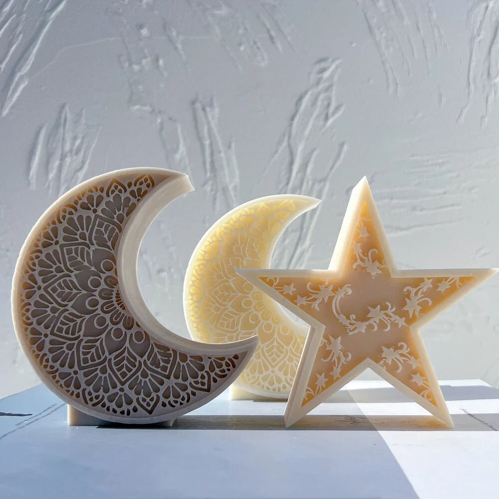 Eid Mubarak Ramadan Decor Mandala Crescent Moon Candle Mold Star ...