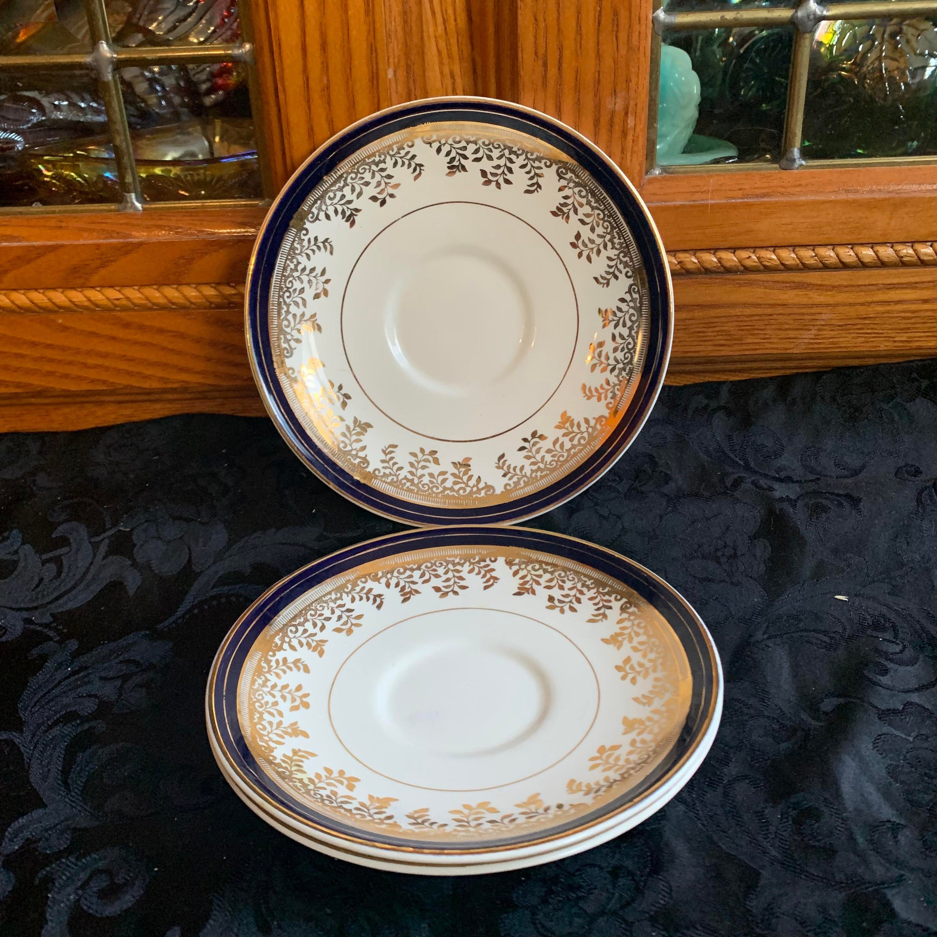 Myott Sons & Co Royalty 1559 Cobalt Set of 3 Saucers - Etsy