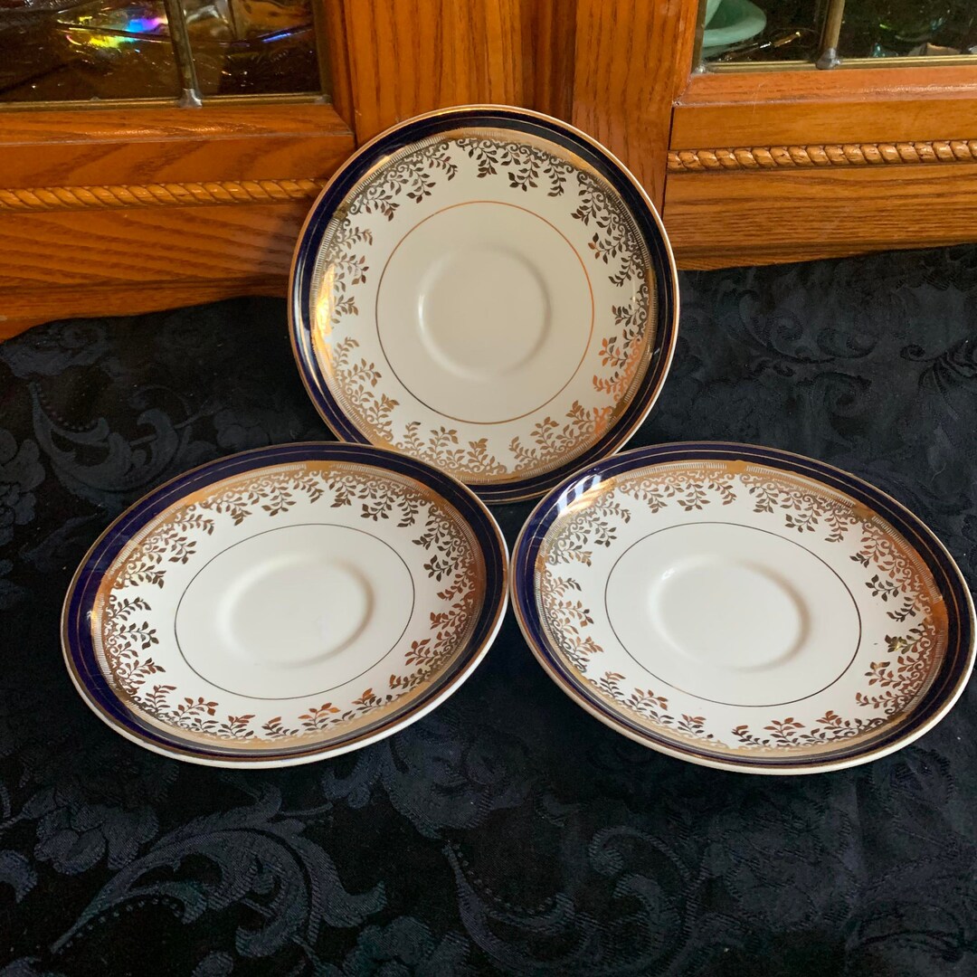 Myott Sons & Co Royalty 1559 Cobalt Set of 3 Saucers - Etsy