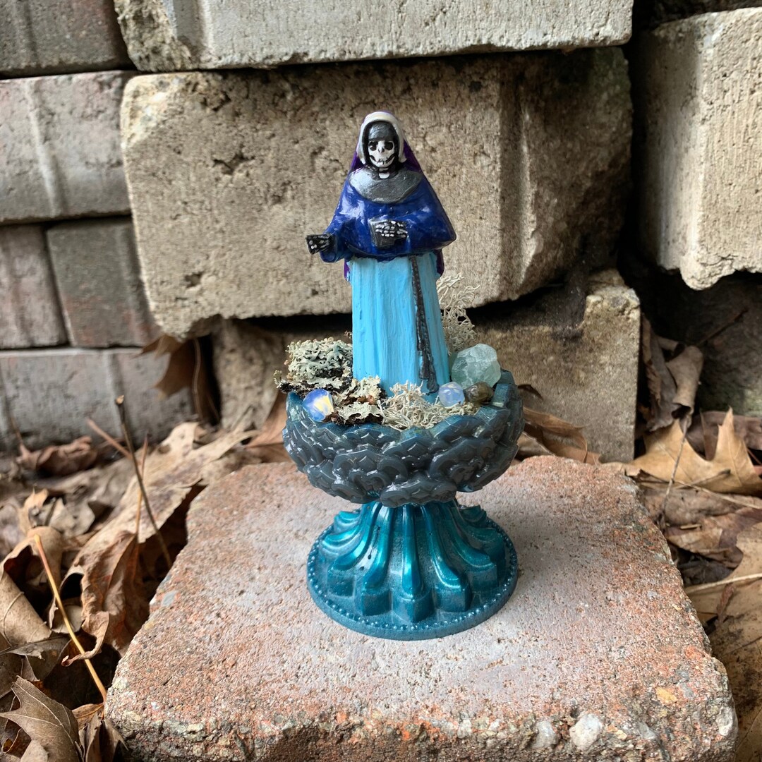 OOAK Repainted Spooky Small Death Figurine on Lotus Resin Stand - Etsy